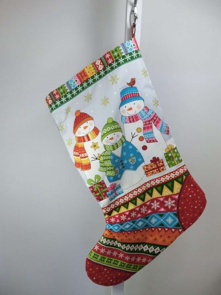 Christmas Stocking with Snowmen - Rose Tree Crafts