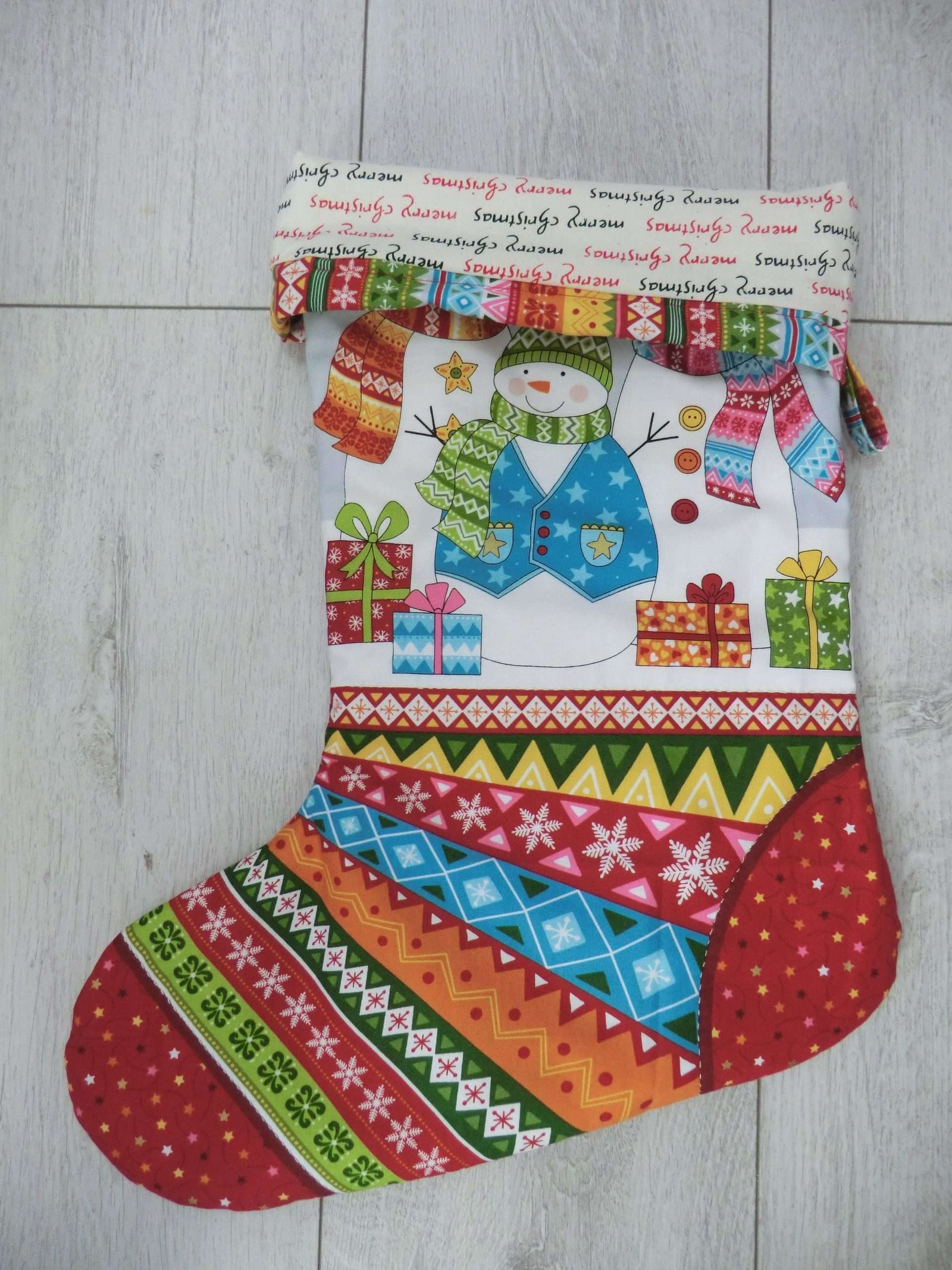 Christmas Stocking with Snowmen - Rose Tree Crafts